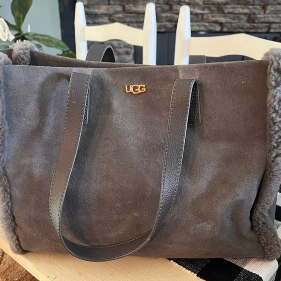 UGG | Bags | Ugg Suedeleather Tote Bag Grey | Poshmark